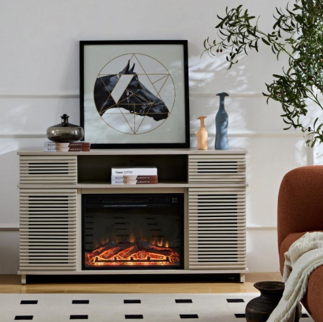 52" Electric Fireplace Cabinet, Fireplace Heater Embed Furnace with ...