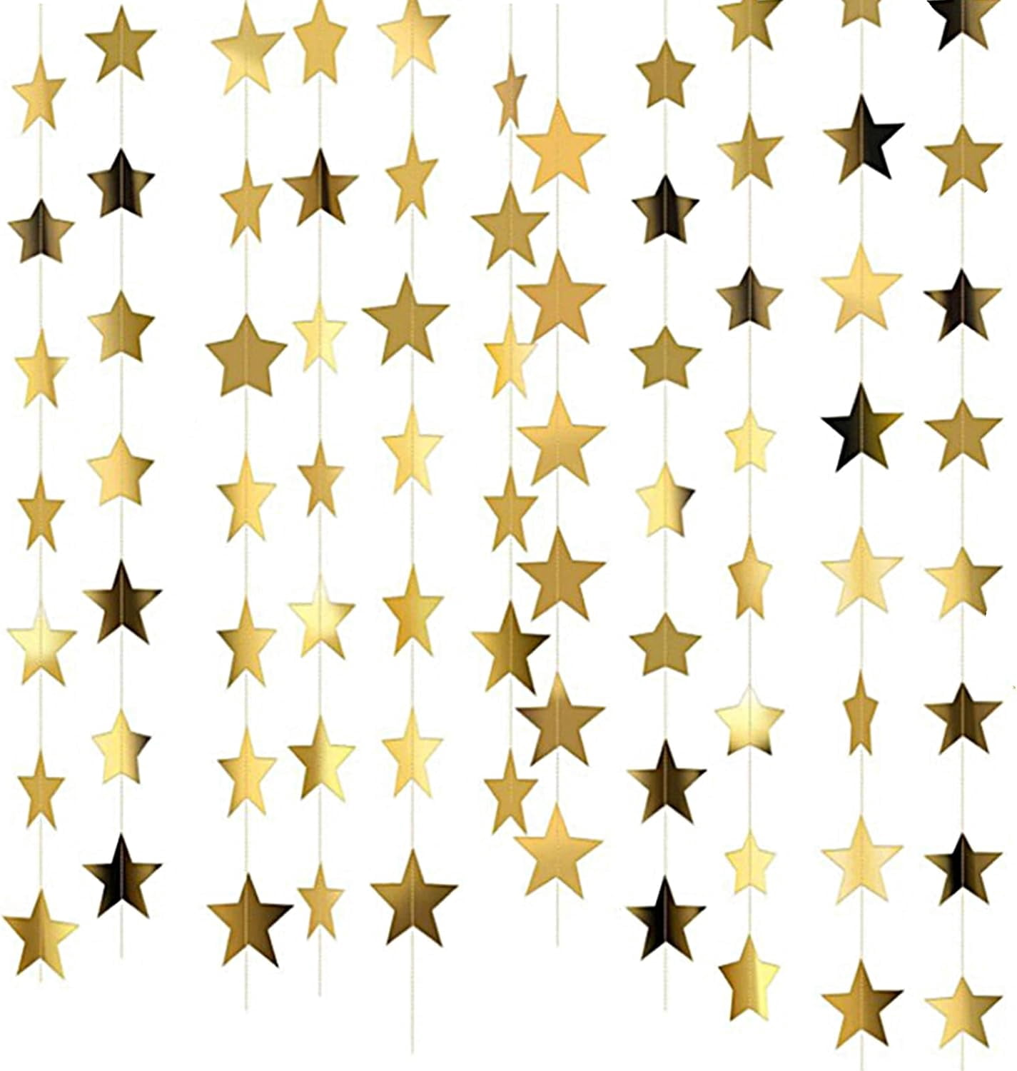 52 Feet Reflective Star Paper Garland,Sparkling Star Bunting Banner ...