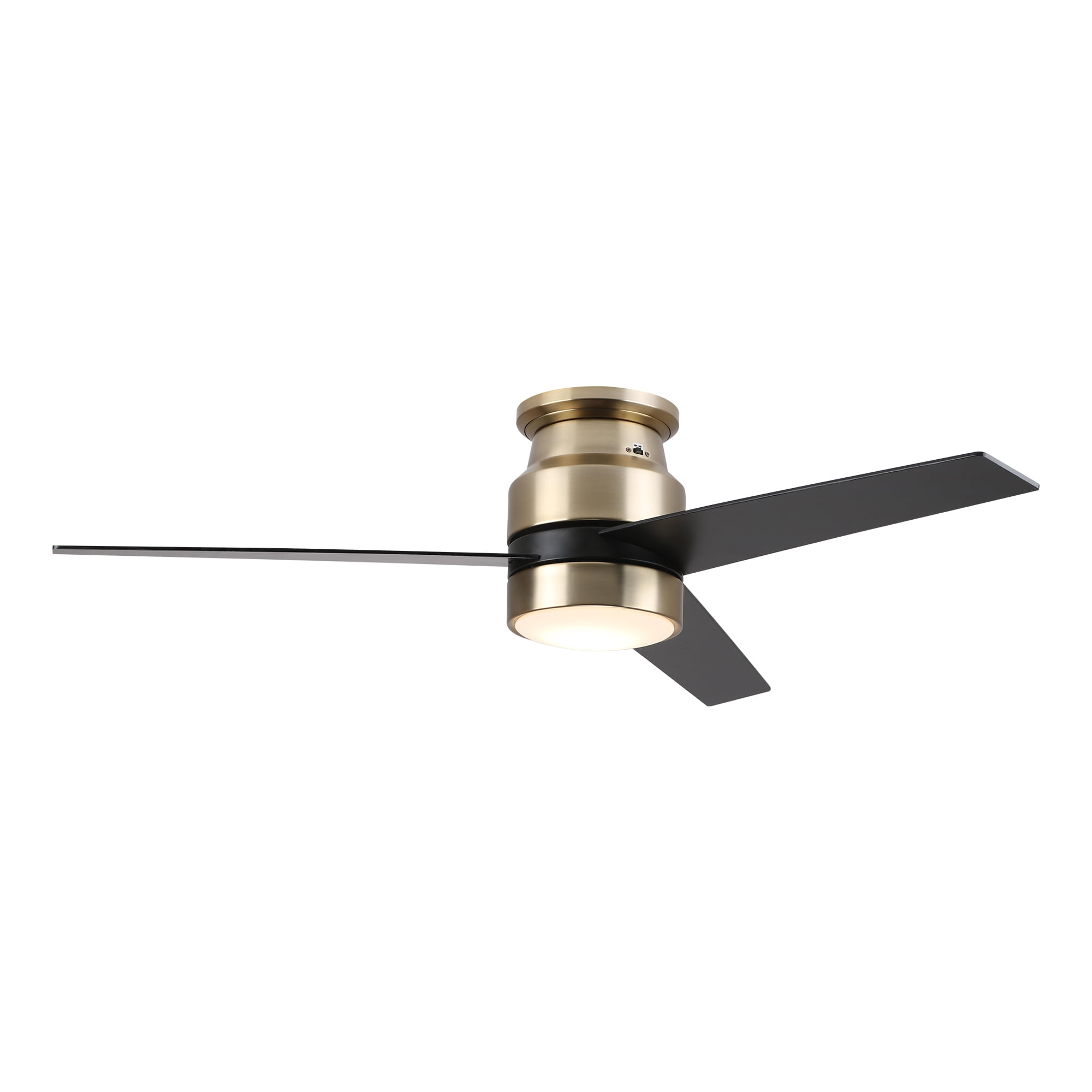 52" Flush Mount Smart Ceiling Fan with LED Light for Bedroom, Black ...