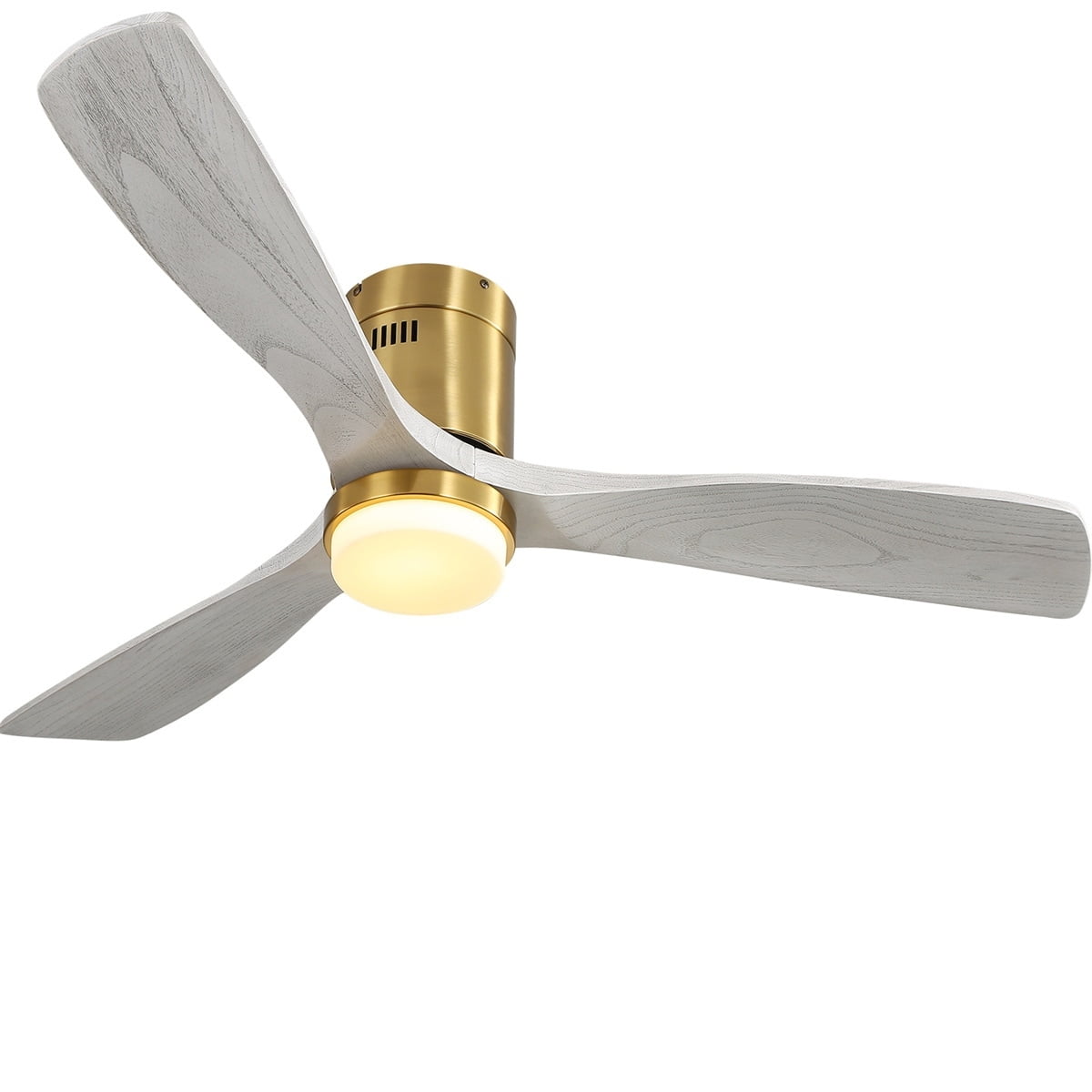 52" Wood Blades Integrated Dimmable LED Ceiling Fan with Light and ...