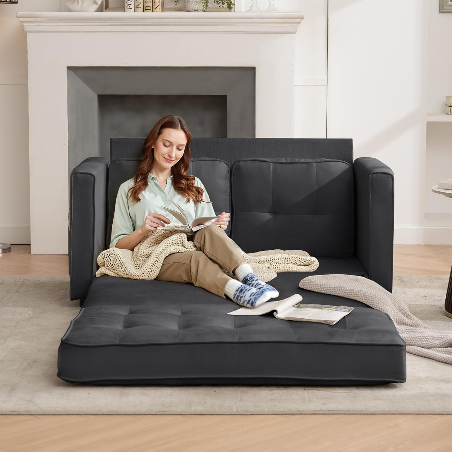 52'' Folding Sofa Couch Bed, 2 in 1 Pull Out Futon Couch Bed ...