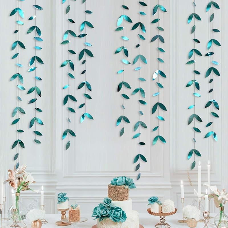 52 Ft Spring Summer Theme Green Paper Leaf Garland Hanging Leaves ...