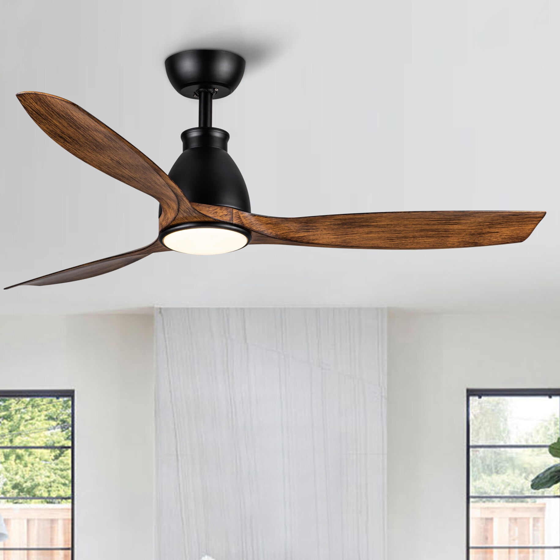 52 Inch Ceiling Fan with Integrated LED Light and Remote Control ...