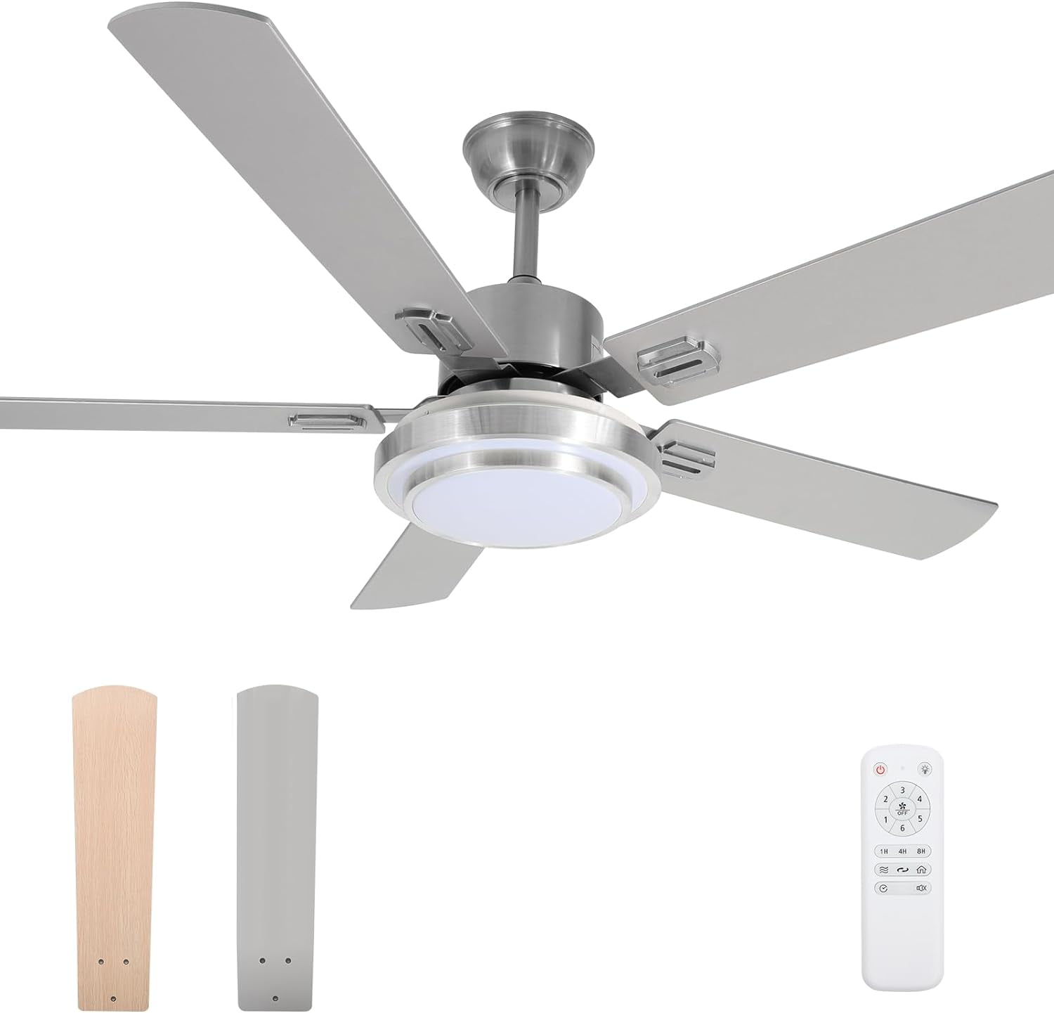 52 Inch Ceiling Fan with Lights Remote Control, Indoor Outdoor Ceiling ...