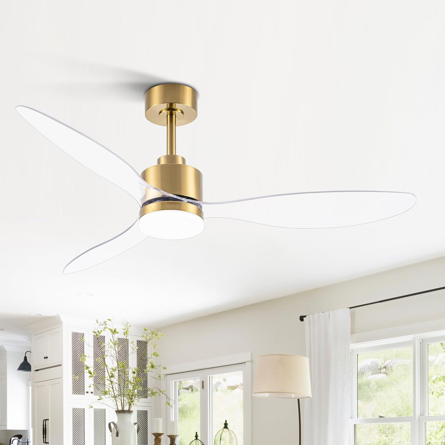 52 Inch Ceiling Fans with LED Light Remote Control, Modern Ceiling Fan ...
