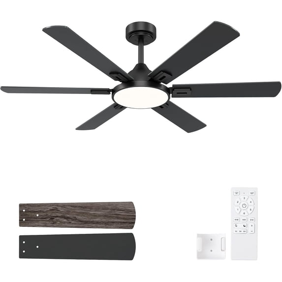 52 Inch Ceiling Fans with Lights: Black Ceiling Fan with Light and ...