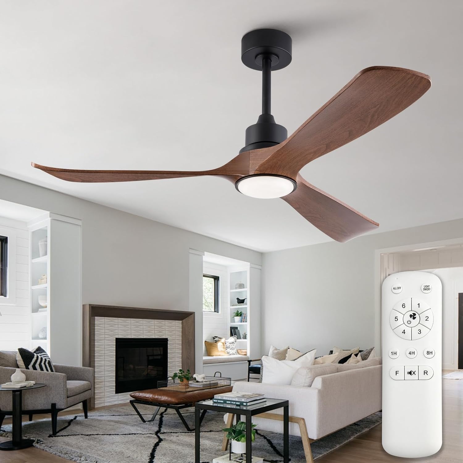 52 Inch Ceiling Fans with Lights and Remote, Memory Function, 6-speed ...
