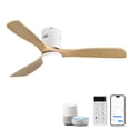 52 Inch Decorative Smart Ceiling Fan With 6 Speed Remote White 3 Solid ...