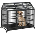52 Inch Heavy Duty Dog Crate, Double Door Design with Lockable Wheels ...