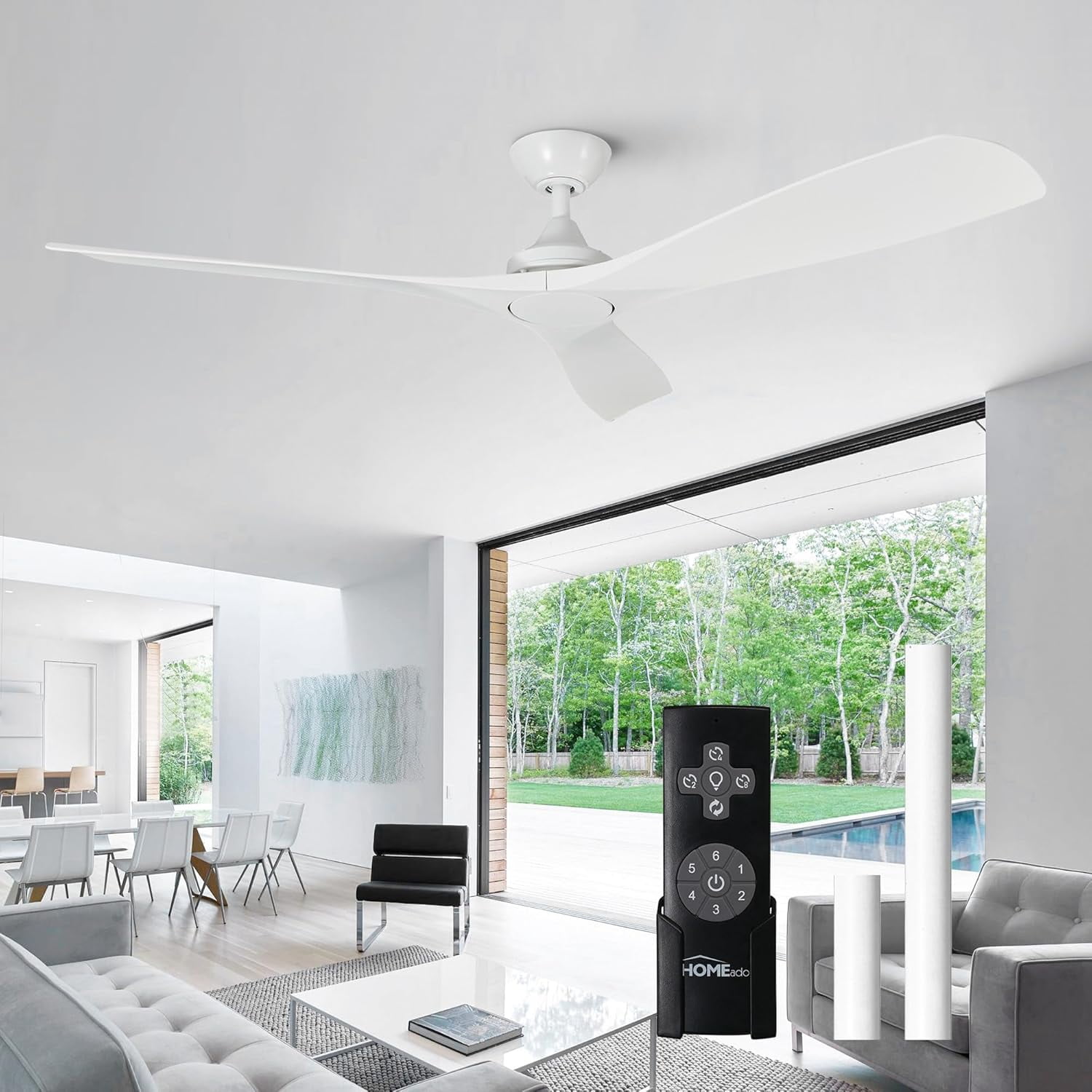 52 Inch Low Profile Ceiling Fan, Ceiling Fans without Light Remote ...