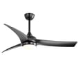 52 Inch Modern Black Ceiling Fan with 18W LED Light - Remote Control, 3 ...
