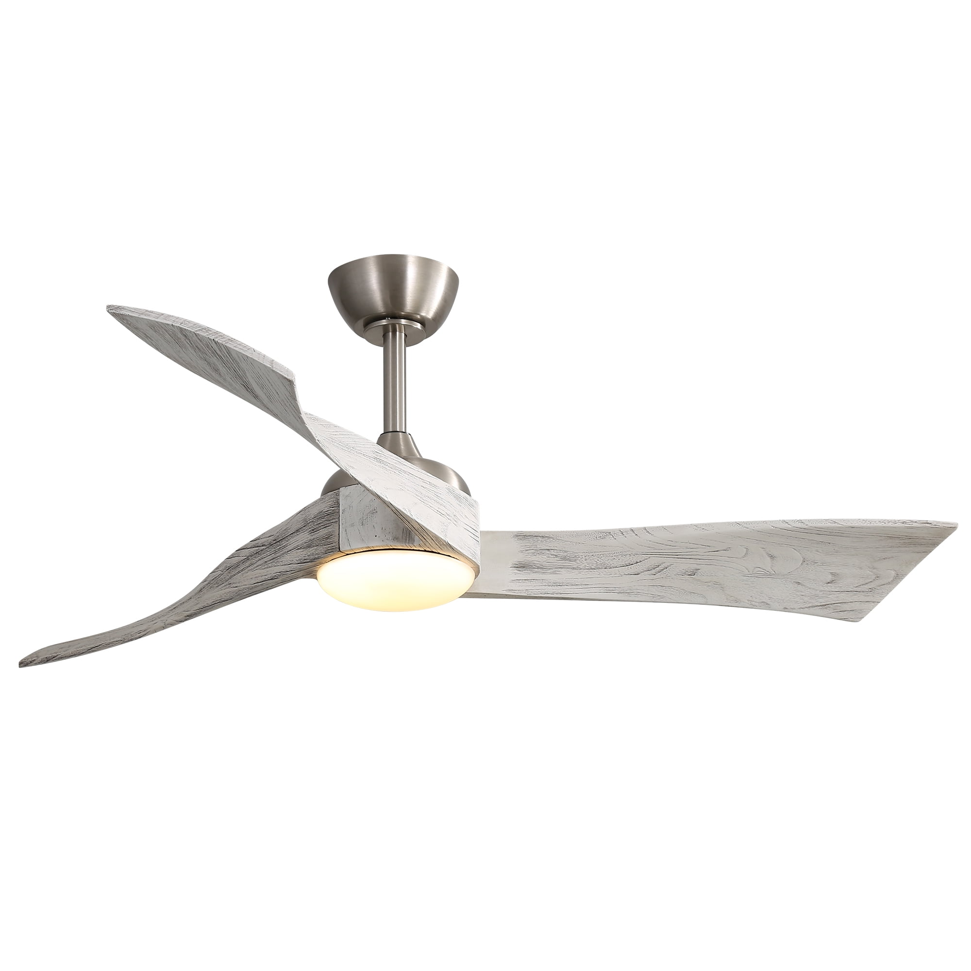 52 Inch Modern Ceiling Fan With Dimmable 3 Color Led Light 3 Solid Wood ...