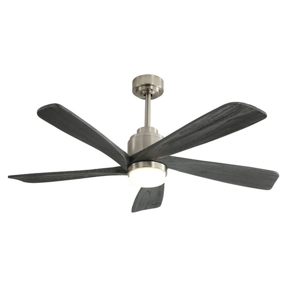 52 Inch Modern Ceiling Fan With Dimmable LED Light 5 Solid Wood Blades ...