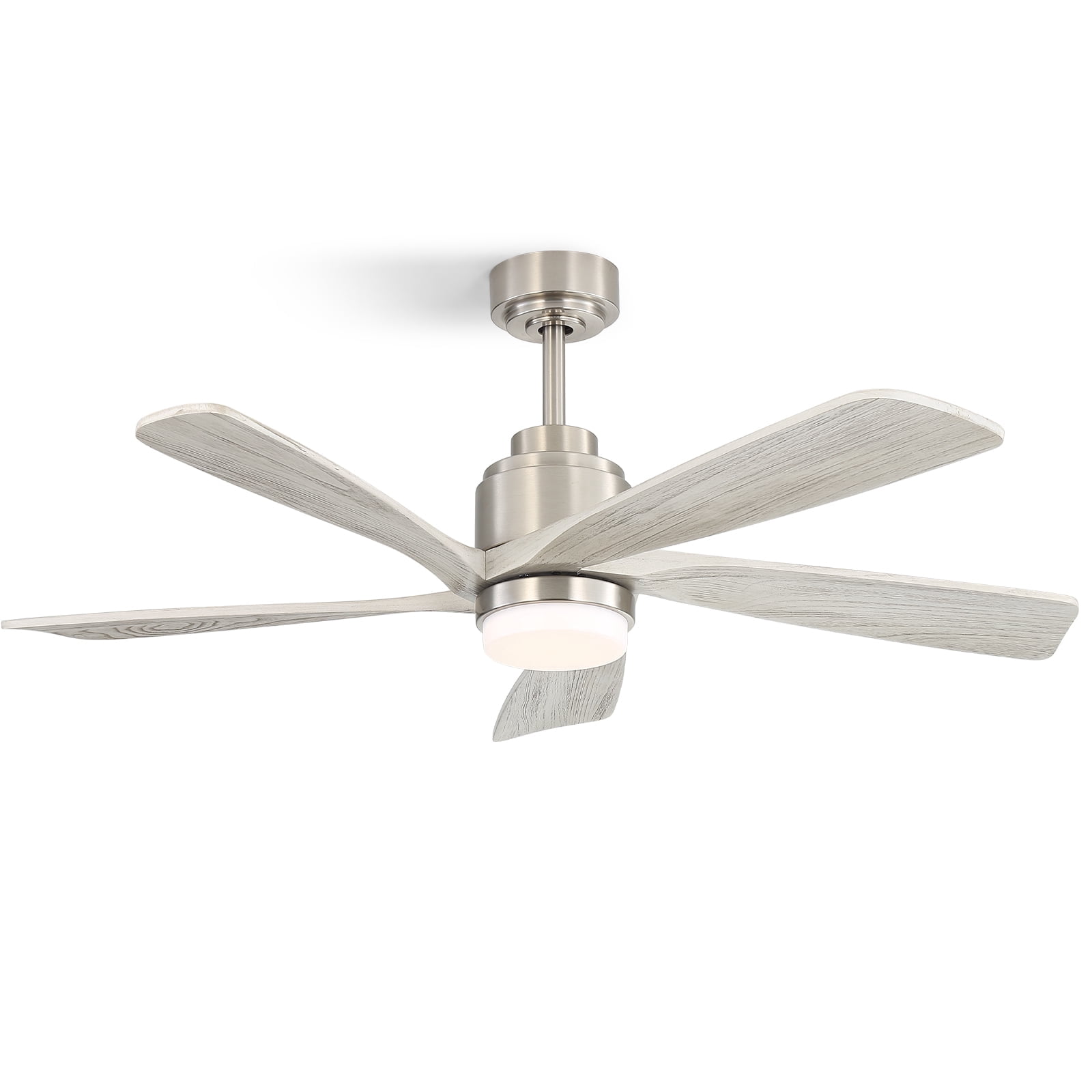 52 Inch Modern Ceiling Fan With Dimmable LED Light 5 Solid Wood Blades ...
