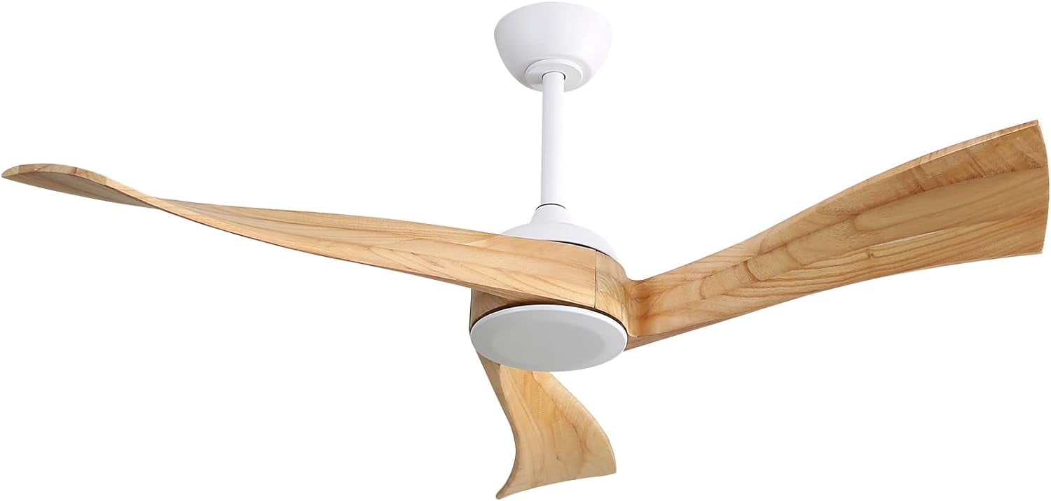 52 Inch Modern Ceiling Fan Without Light 6 Speed Remote 3 Solid Wood ...