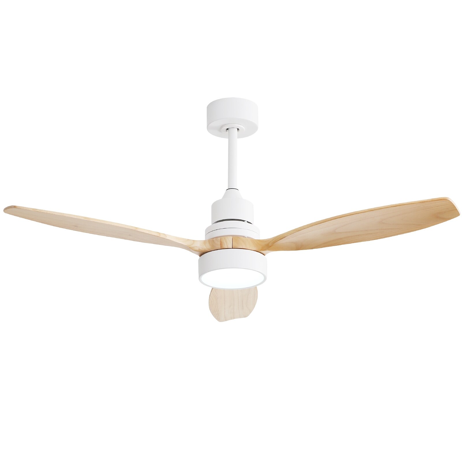 52 Inch Modern Ceiling Fan with Dimmable LED Light and Remote, 3 Wooden ...