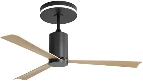 52 Inch Modern Flush Mount Ceiling Fan with Led light and Remote ...