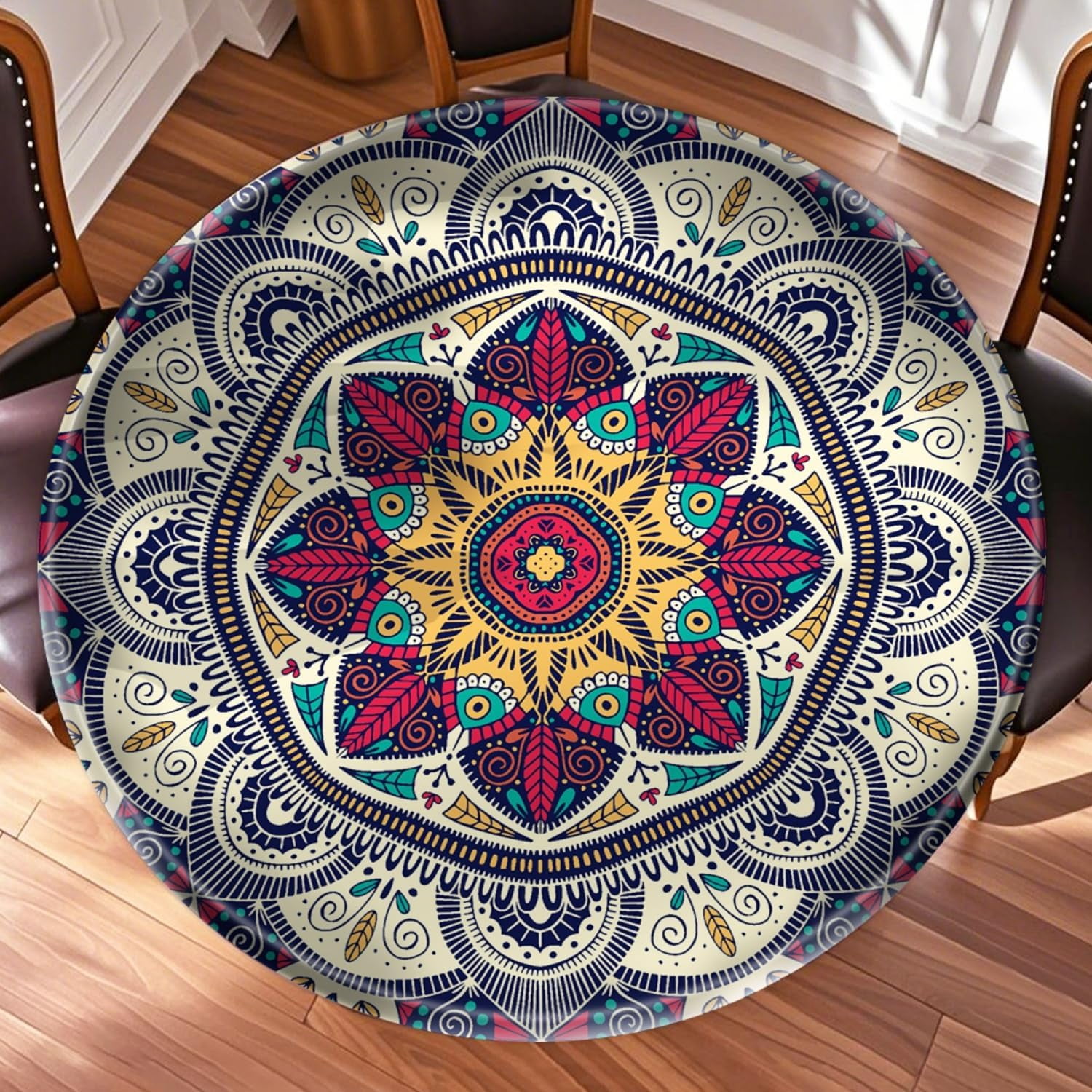 52 Inch Purple Round Table Protector for Kitchen,Mandala Floral Table ...