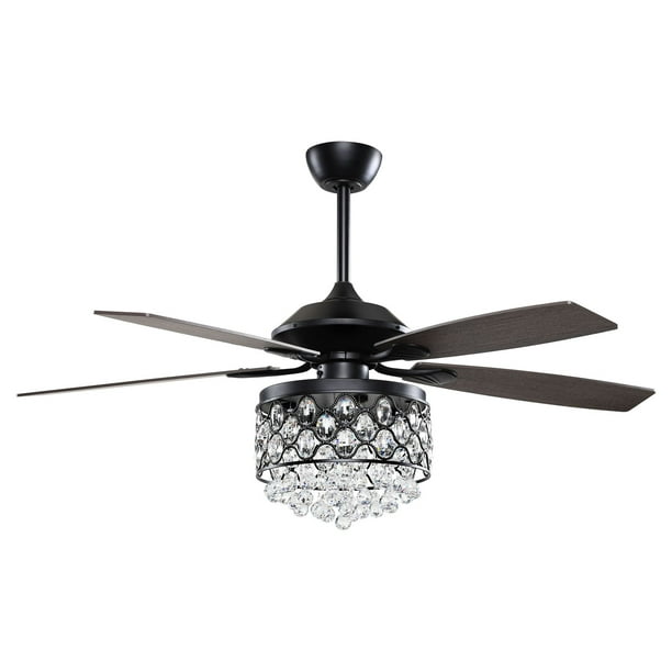 52 Inch Remote Control Ceiling Fan with Lights Reversible 5 Blades ...