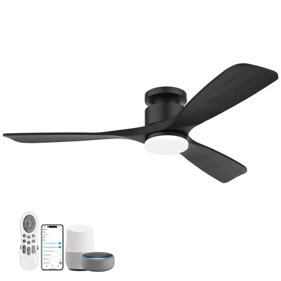 52in Smart Low Profile Ceiling Fans with Lights Remote,Quiet DC Motor ...