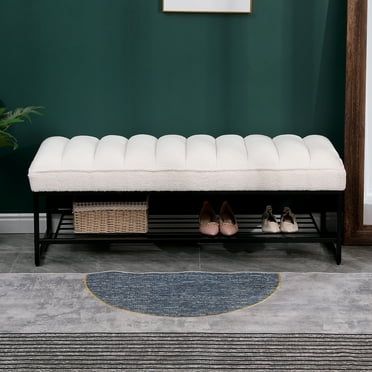 Upholstered Entryway Bench with Padded Cushion, Versatile Seating for ...