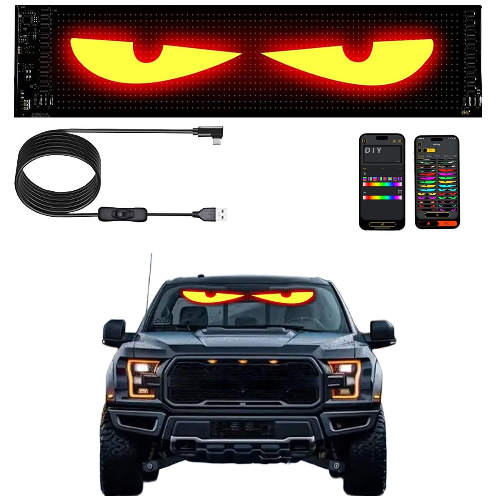 52" Large Size Eye Lights for Car Windshield,Devil Eyes Light for ...