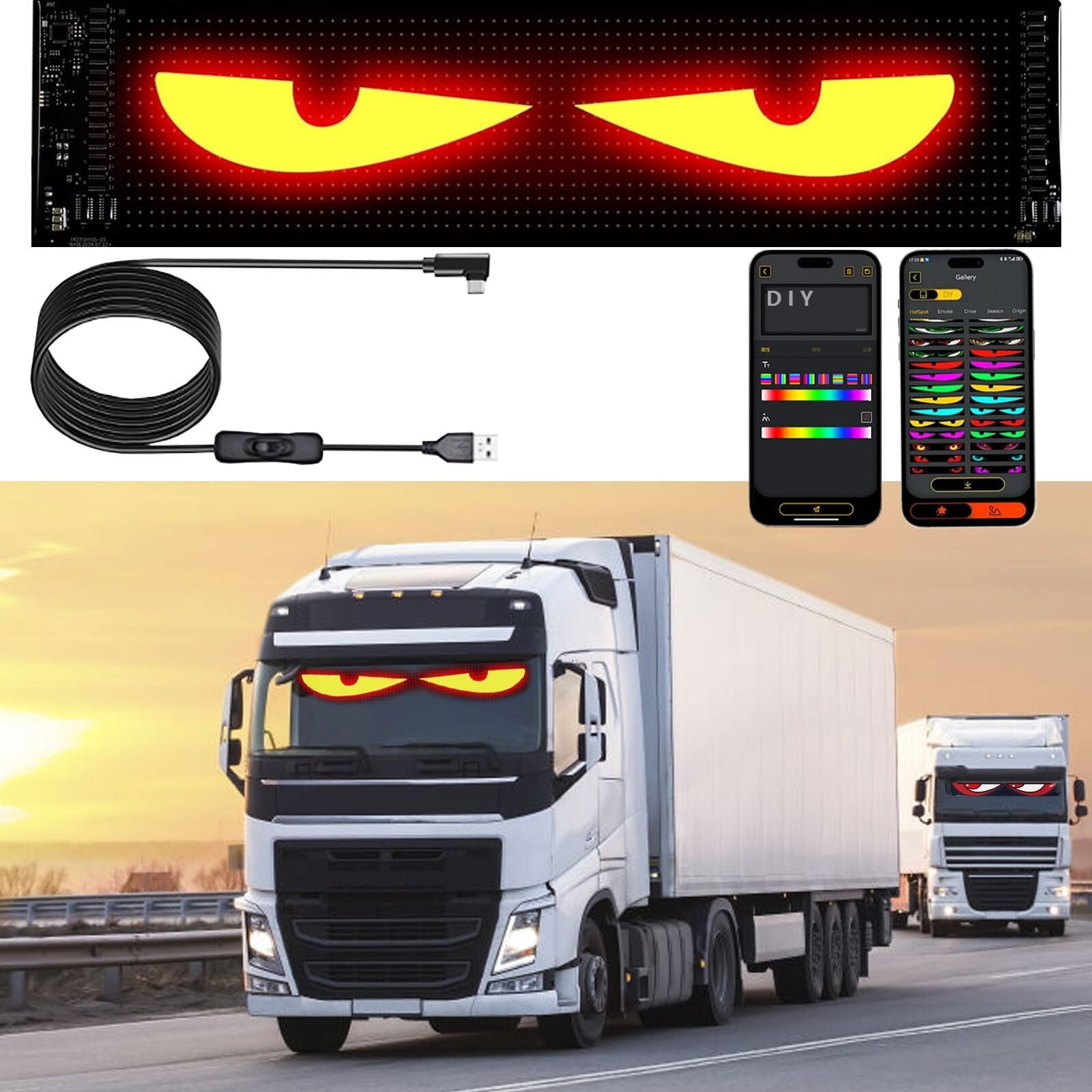 52" Large Size Eye Lights for Car Windshield,Devil Eyes Light for ...