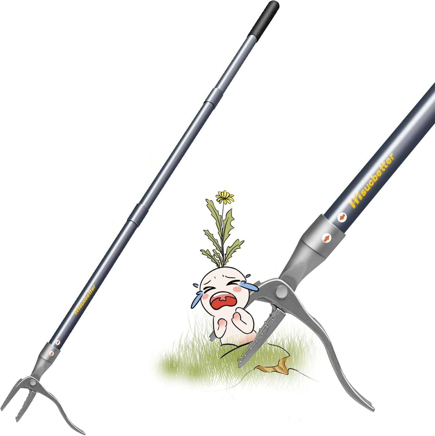 52" Long Metal Handle Weed Puller Tool with 4 Stainless Steel Claw ...