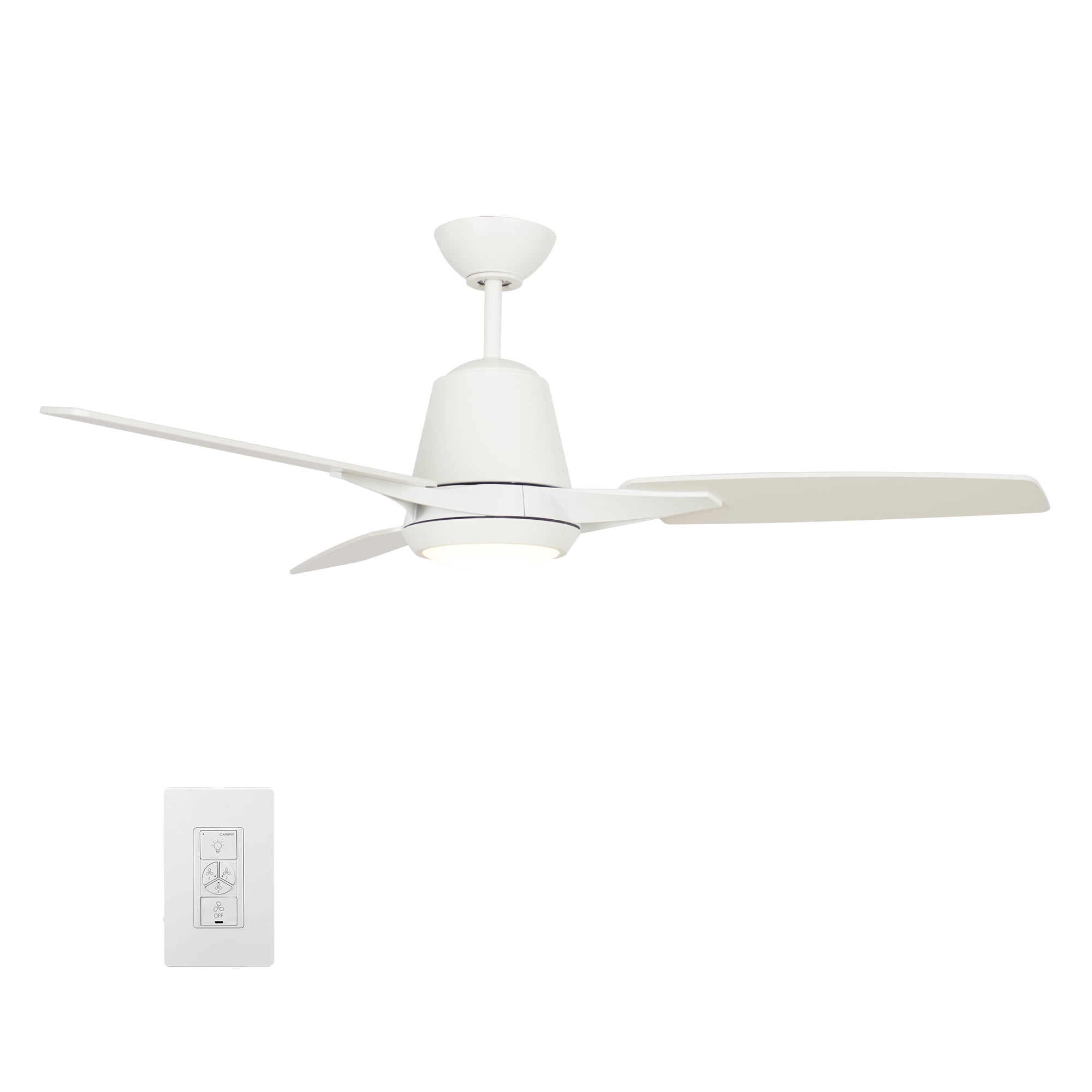 52" Low Profile Ceiling Fan with Light Reverse Airflow 3 Blades White ...