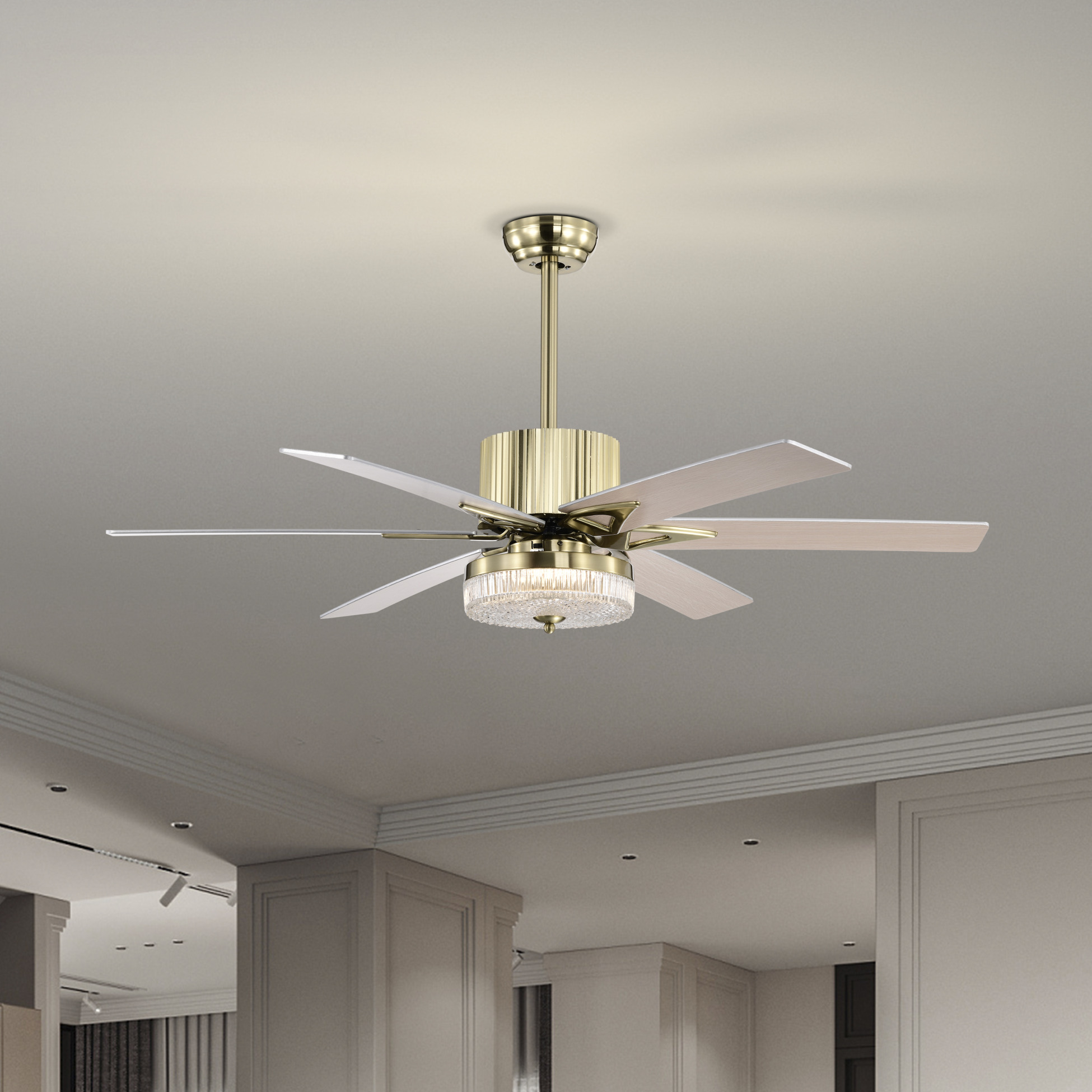 52 ''Modern 5-Blade Silent Smart Ceiling Fan with LED Lights and Remote ...