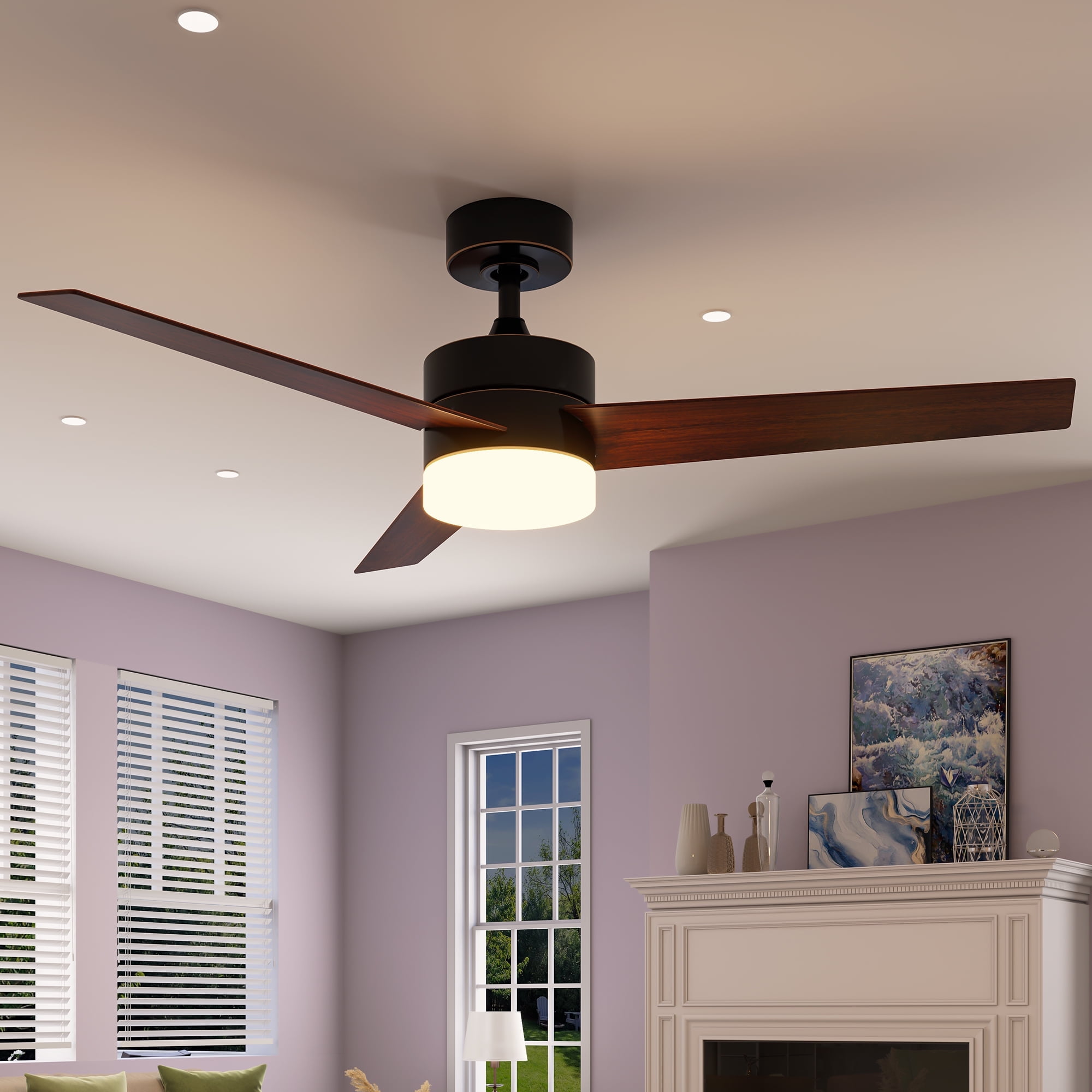 Dextrus 52" Modern Ceiling Fan with LED Light & Dimmable Remote ...