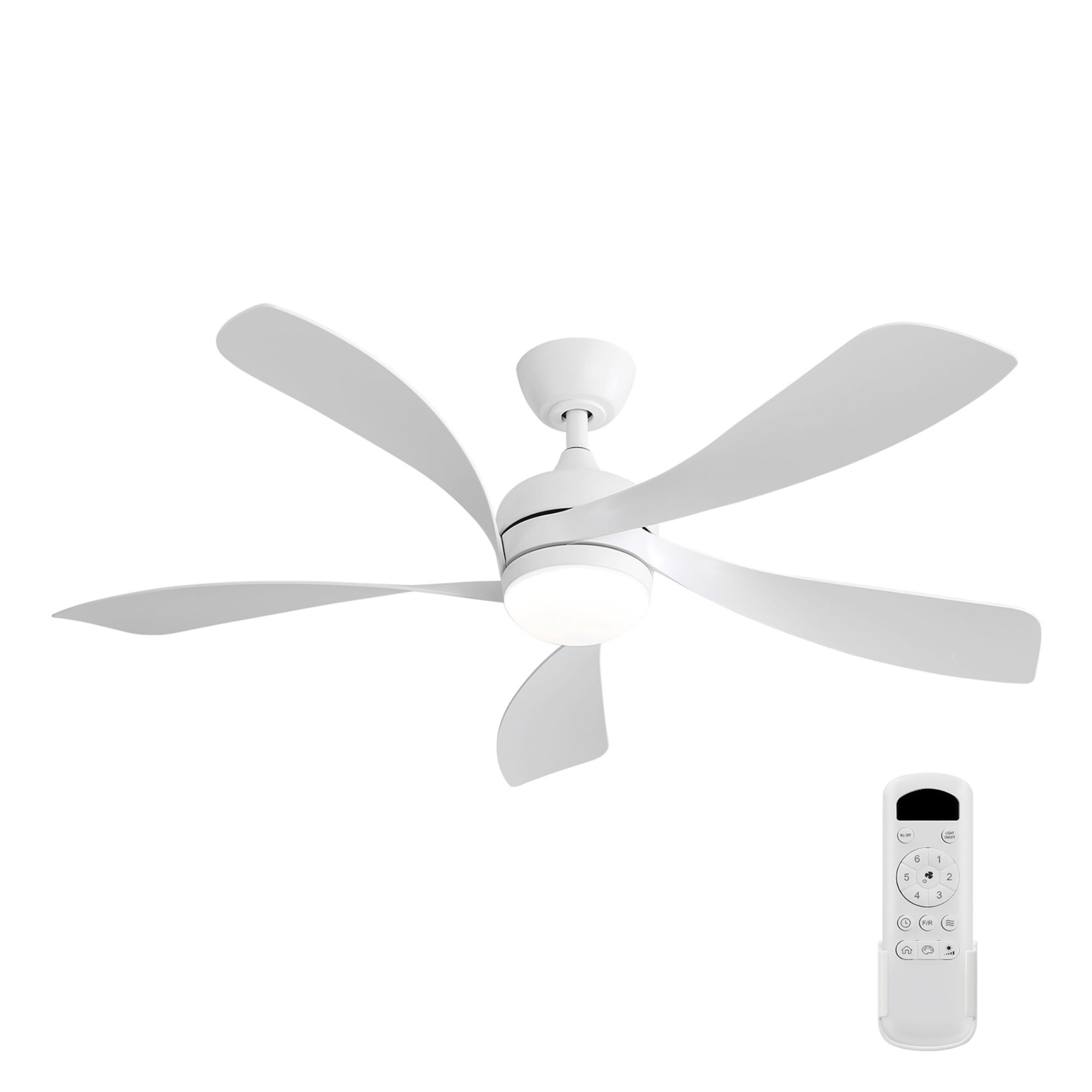 52" Modern Ceiling Fan with Lights, Reversible DC Motor, Indoor Outdoor ...