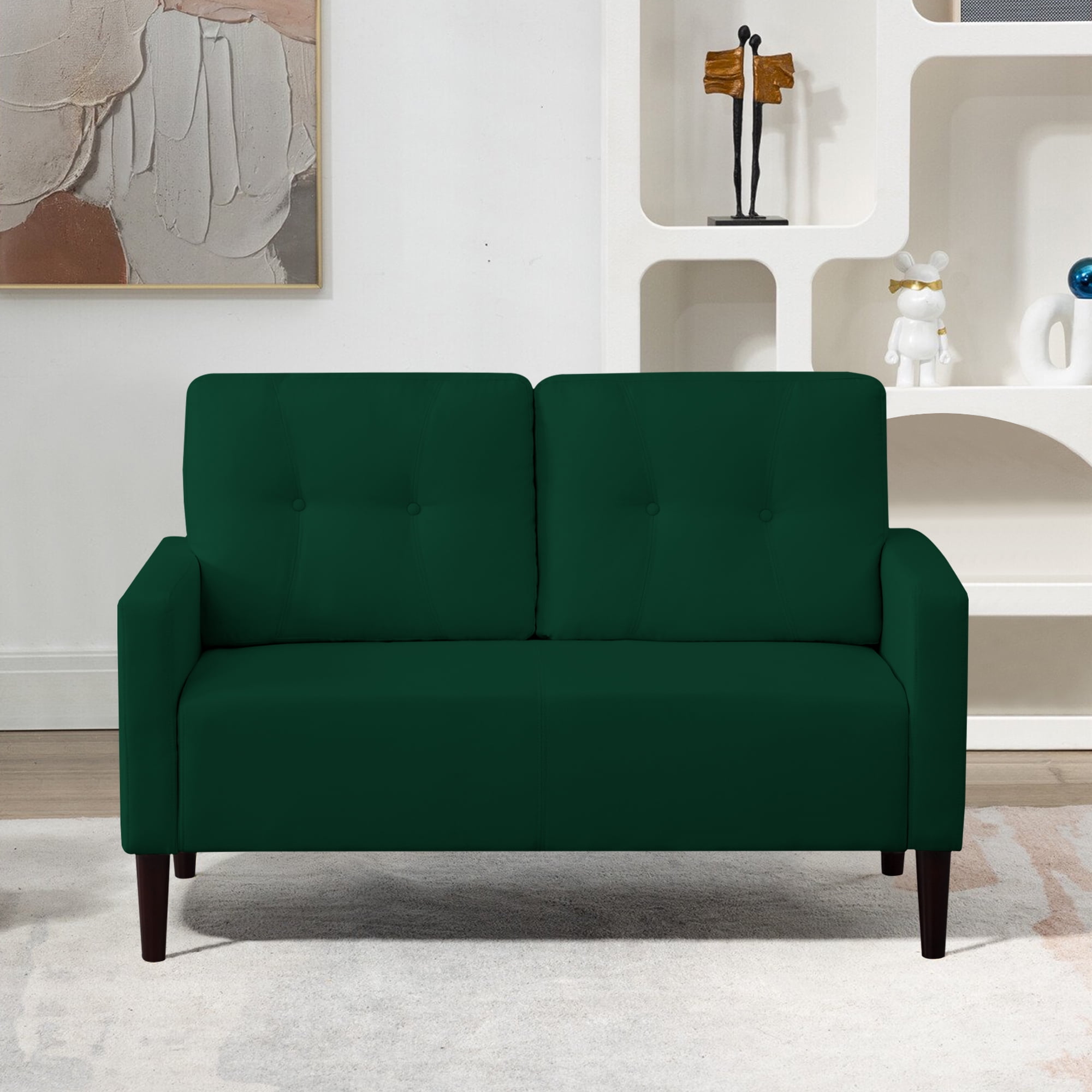 52" Modern Futon, Small Sofa Mini Couch Loveseat, Polyester Couch ...