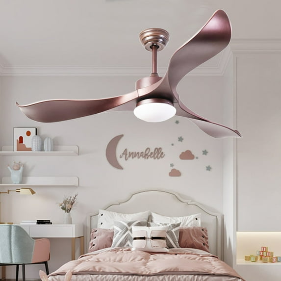 52“ Rose Gold Ceiling Fan Light, Remote Control, 3 ABS Blades ...