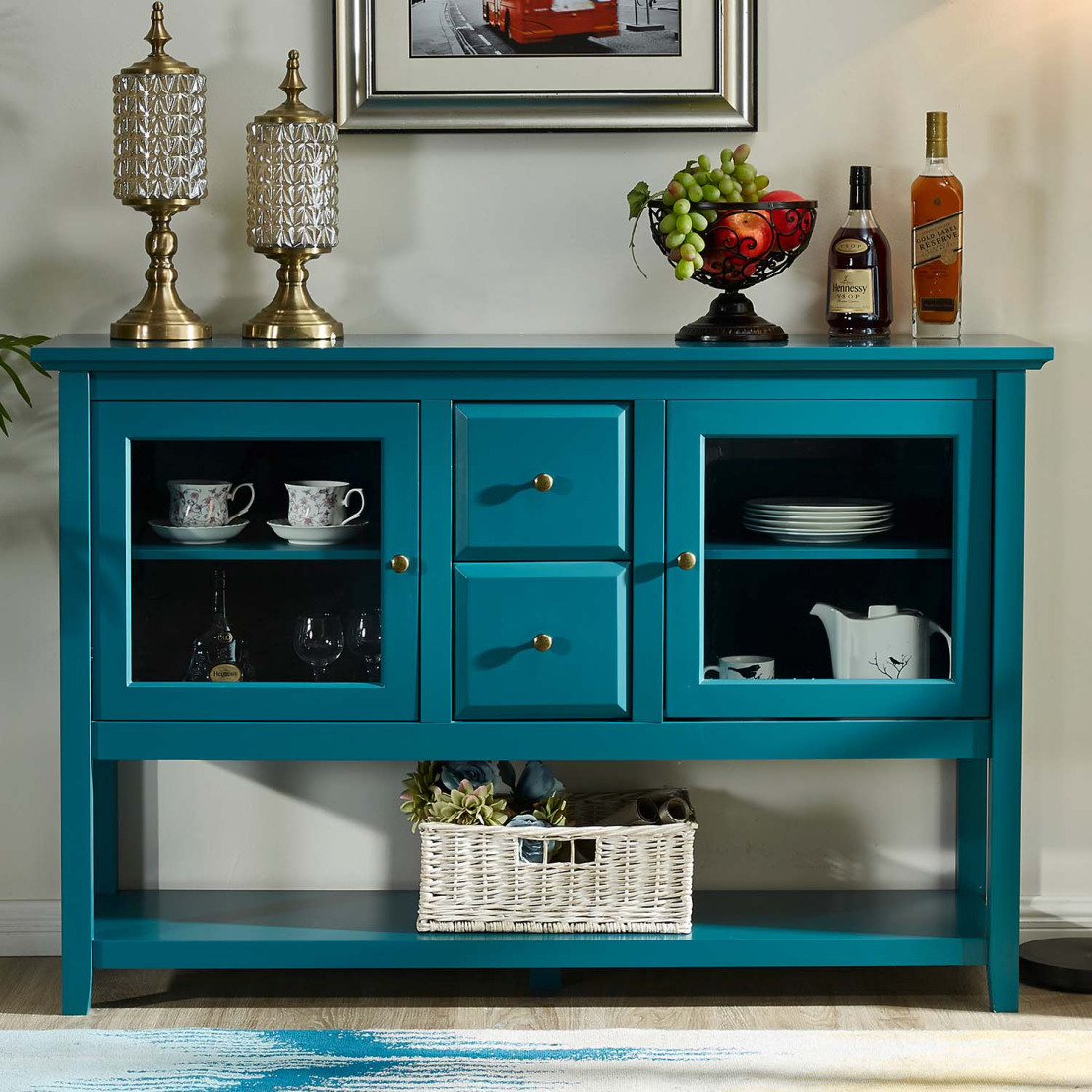 52" Modern Sideboard Storage with Adjustable Shelves, Sideboard Buffet ...