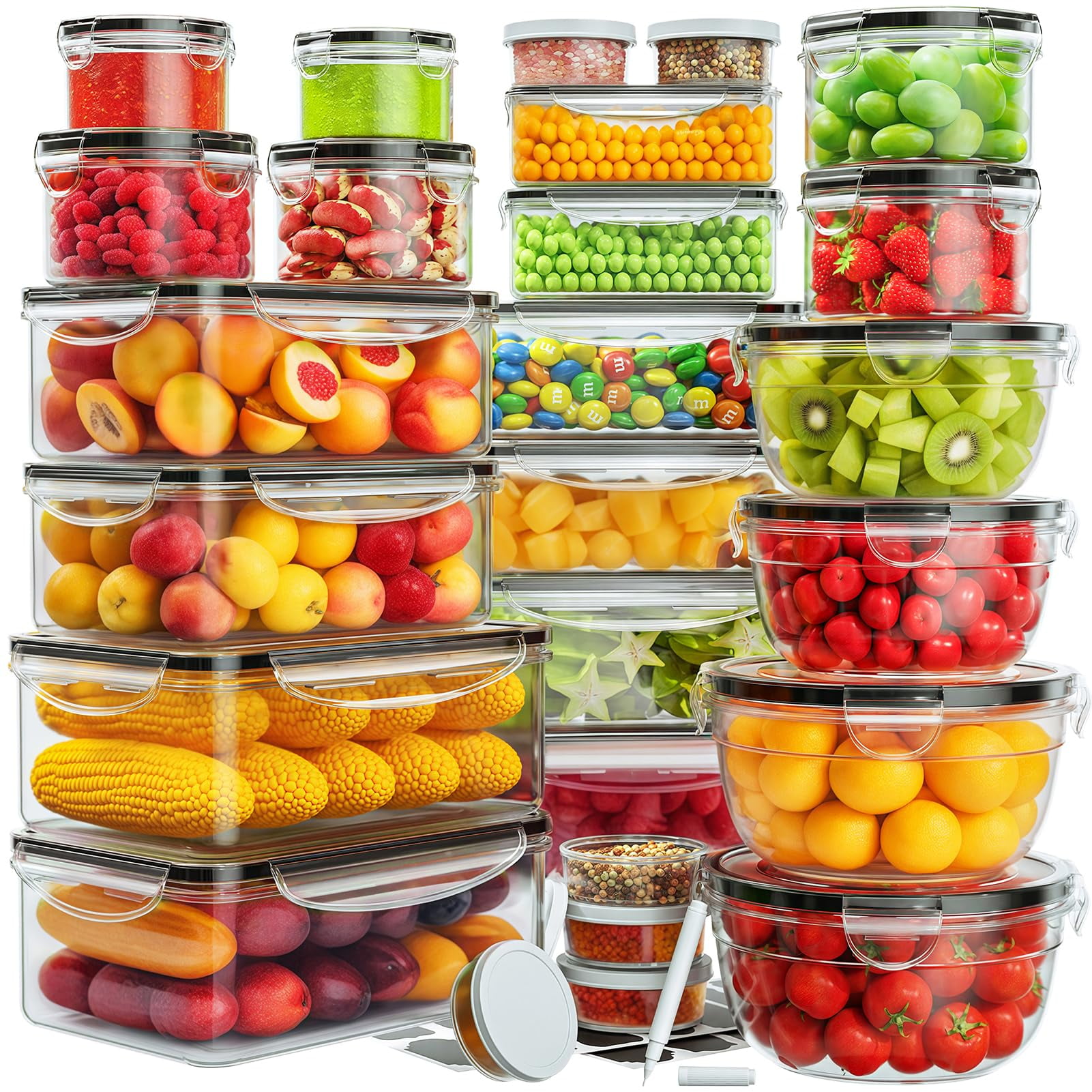 52 PCS Food Storage Containers with Lids Airtight Lids & 26 Containers ...