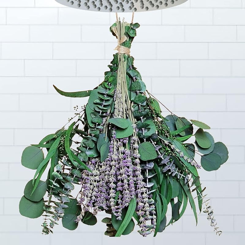 52 PCS Mix Dried Eucalyptus & Lavender Flowers Bundles for Shower, 17 ...