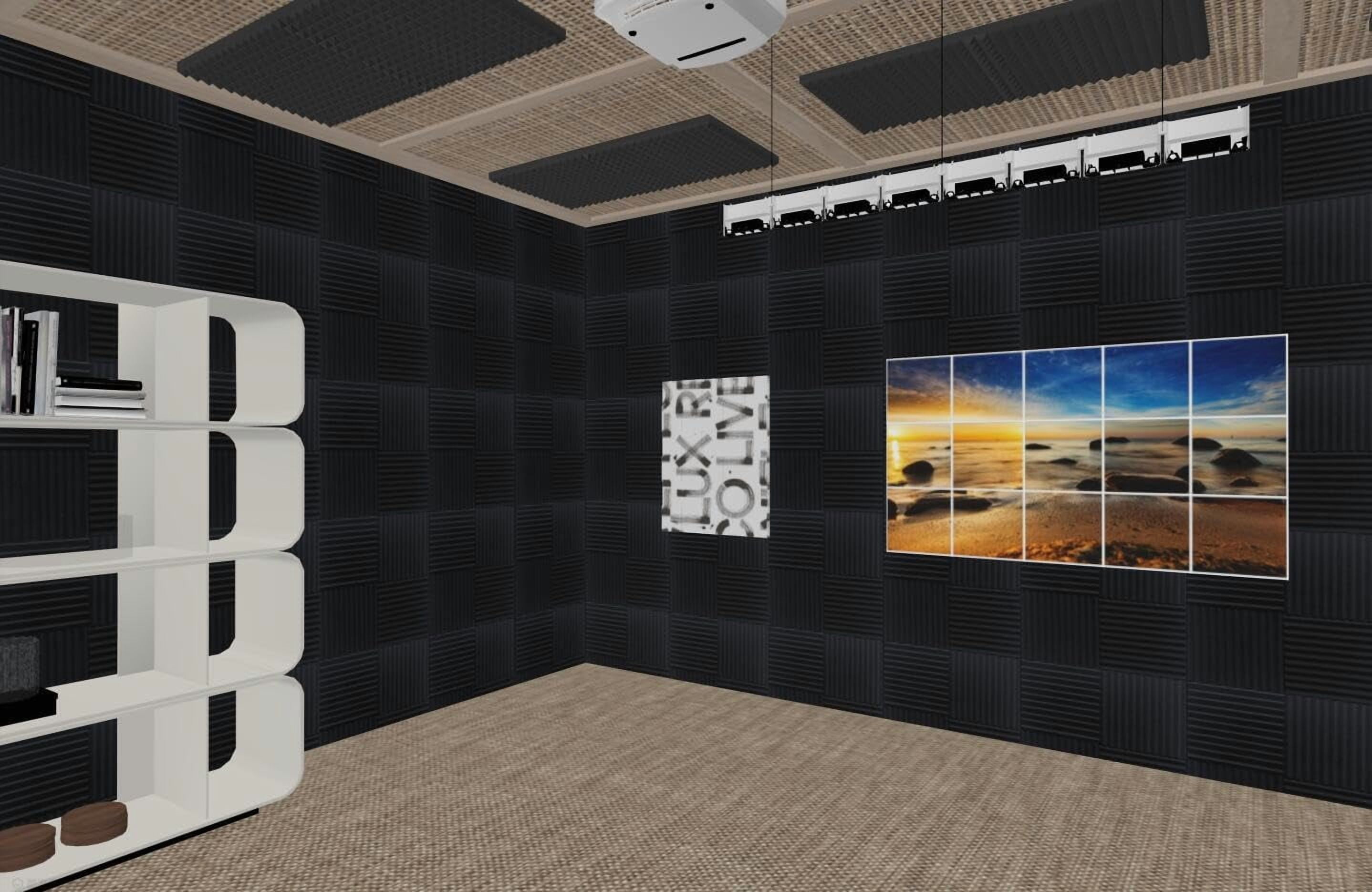 52 Pack Black Double-Sided Tape 1" x 12" x 12" Acoustic Grid Studio ...