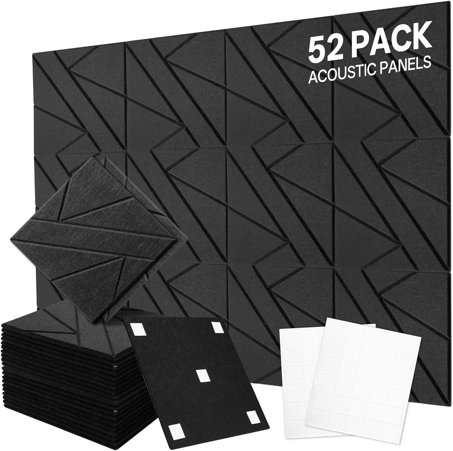 52 Pack Sound Proof Foam Panels for Walls - Upgraded Irregular Lines ...