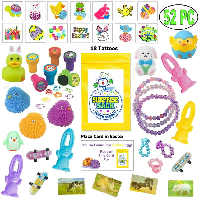 52 Pc Easter Egg Hunt Fillers/Stuffers - Small Easter Toy Assortment ...