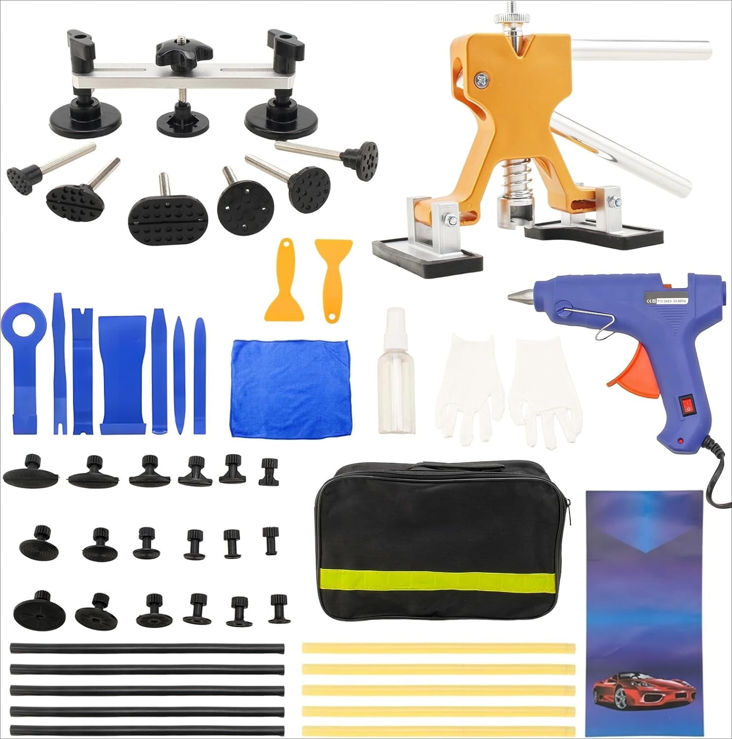 52 Pcs Car Dent Repair Kit with Adjustable Bridge Puller & Gold Lifter ...