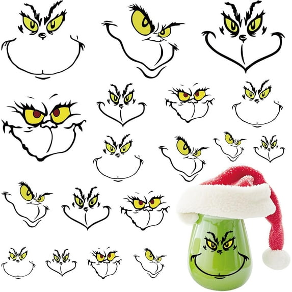 52 Pcs Christmas Face Stickers for Crafts Ornaments Large 5 Inch Small ...