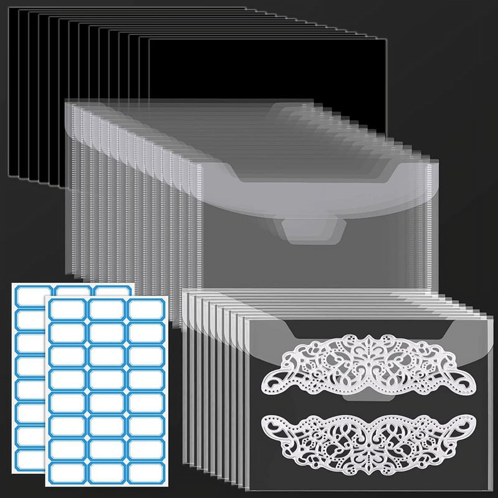52 Pcs Clear Stamp and Die Storage Bag with Rubber Magnetic Sheets ...