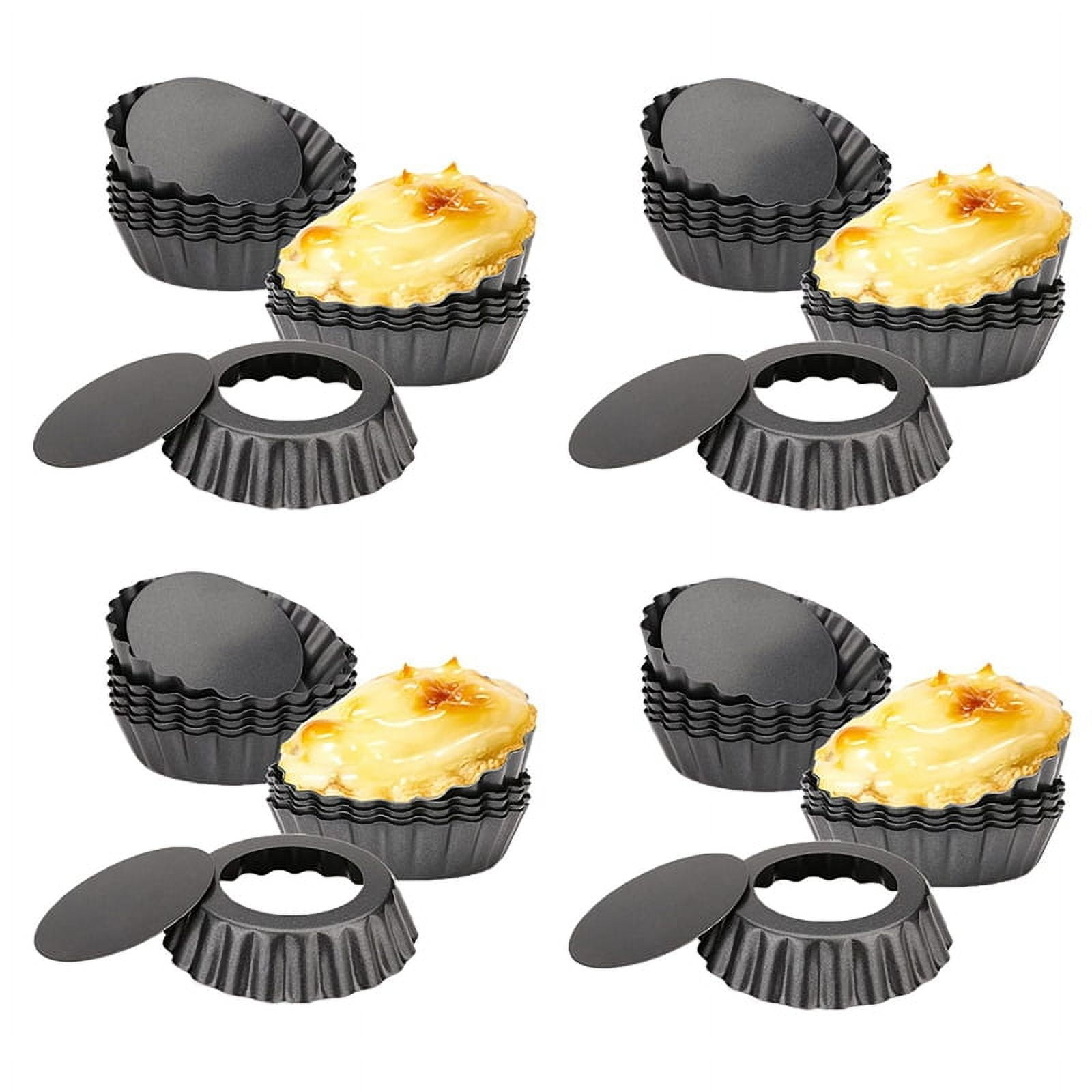 52 Pcs Egg Tart Molds, 3inch Mini Tart Pans Removable Bottom, Cupcake ...