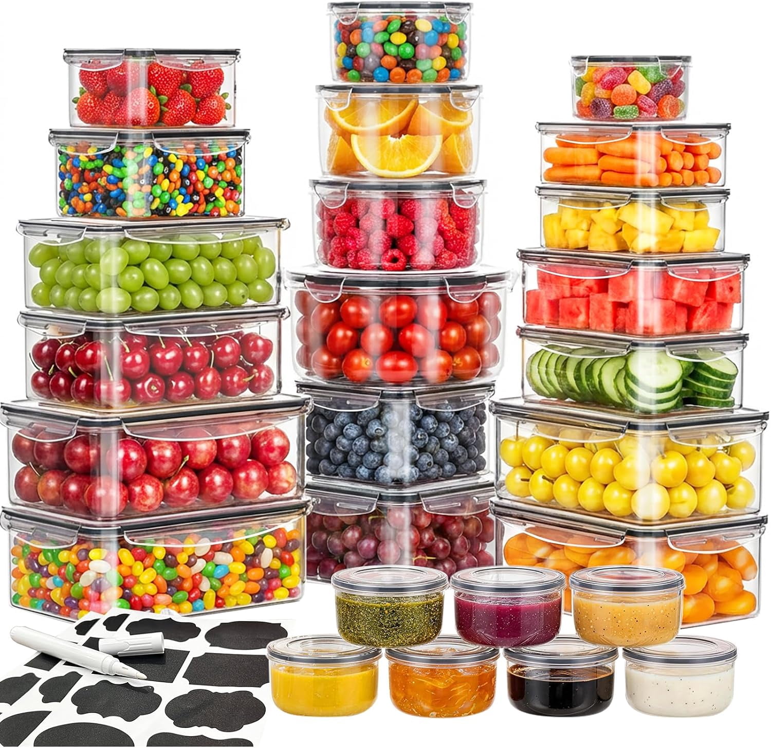 52 Pcs Food Storage Containers with Lids Airtight (26 Containers & 26 ...