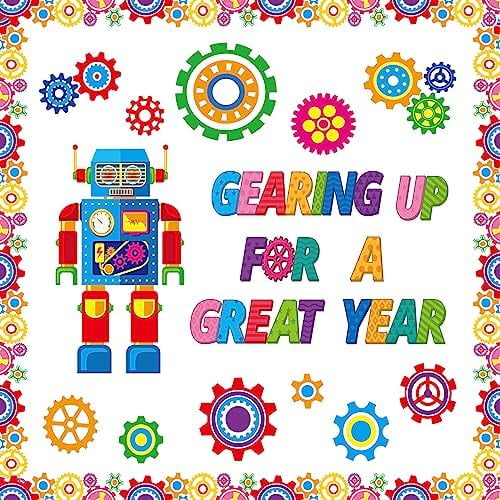 52 Pcs Gear Bulletin Board Set Classroom Gear Robot Wall Decoration ...