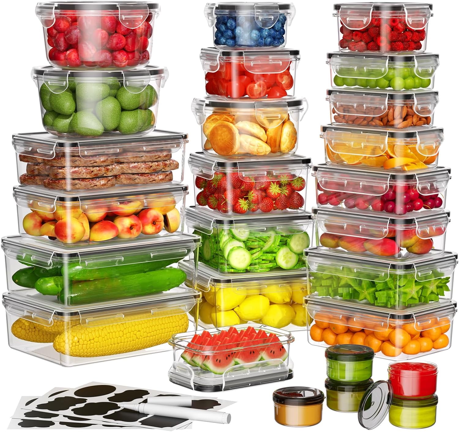 52 Pcs Larger Food Storage Containers with Lids Airtight (26 Containers ...