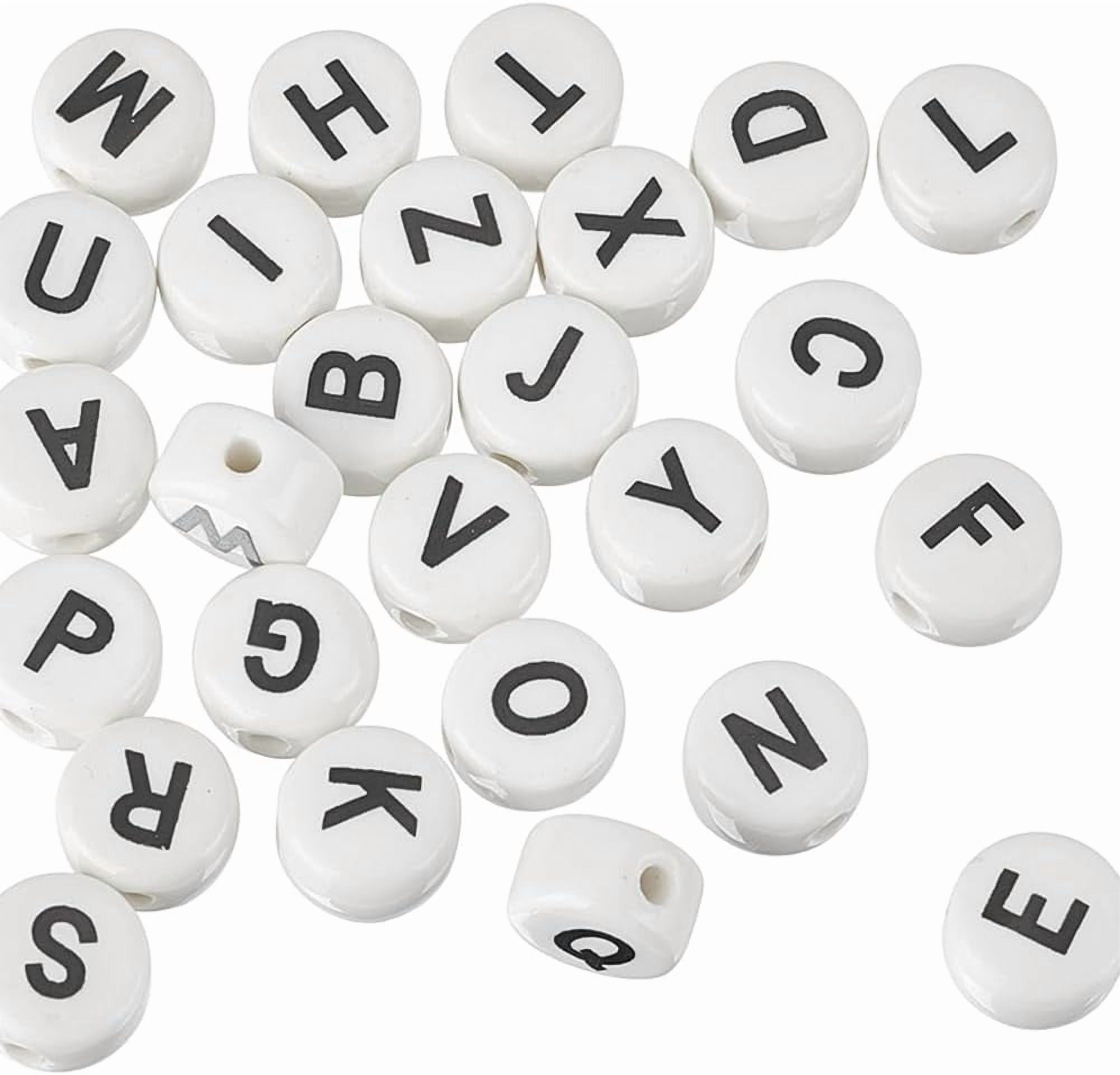 52 Pcs Letter Ceramic Beads 10.5mm Flat Circular Letter Spacing Beads ...
