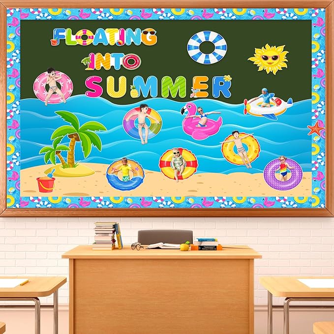 52 Pcs Summer Bulletin Board Decorations Set Summer Swim Ring Classroom ...