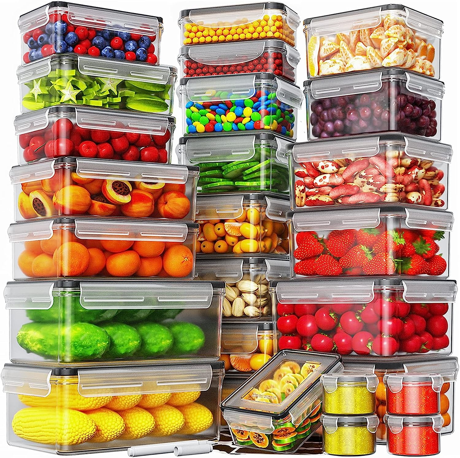 52 Piece Airtight Food Storage Containers Set with Lids (26 Containers ...